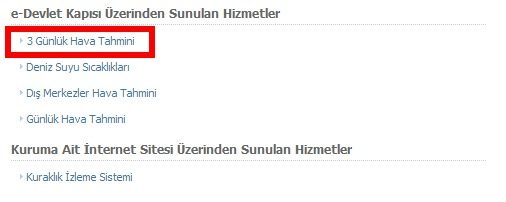 E Devlet Girişi ile 3 Günlük Hava Tahmini Alma - Sözcü